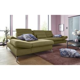 Sit & More sit&more Ecksofa &raquo;Brisbane L-Form&laquo; Fu&szlig;h&ouml;he 12 cm, inklusive Sitztiefen-, Armteil- und Kopfteilverstellung gr&uuml;n Soft clean (98% Polyester, 2% Polyamid)