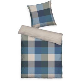 Tom Tailor HOME Wendebettw&auml;sche &raquo;BOLD MOSAIC in Gr. 135x200cm, 155x220cm oder 200x220cm&laquo; 2 Stk. new bedroom, gewebtes Label blau Flanell, Obermaterial