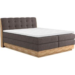 Home Affaire Boxspringbett &raquo;Naome&laquo; Boxspringbett, Inklusive Topper braun 100% Polyester Struktur fein, Liegefl&auml;che B/L: 180cm x 200cm, Gewicht bis: 