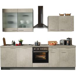 KOCHSTATION K&uuml;che &raquo;Trea&laquo; vormontiert, wahlweise mit E-Ger&auml;ten, Stellbreite 280 cm beige B/H/T: 280cm x 87cm x 58cm, ohne E-Ger&auml;te, Sp&uuml;lenschrank links