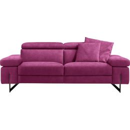 Egoitaliano 2,5-Sitzer &raquo;Candice, elegant und edel, hochwertiges Designsofa, bequem&laquo; Kopfteile manuell verstellbar, titanumfarbene Kufenf&uuml;&szlig;e pink B/H/T: 222cm x 