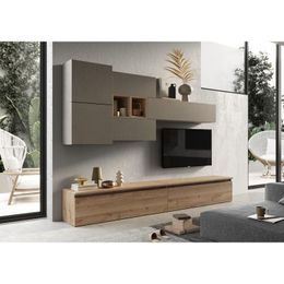 Home Affaire Wohnwand &raquo;Infinity, 8tlg. Breite 276 cm, H&ouml;he variabel, Schrankwand, Anbauwand&laquo; braun Holzwerkstoff B/H/T: 276cmcm x 190cmcm x 40cmcm