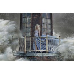 papermoon Fototapete &raquo;LEUCHTTURM-WELLEN FRAU BEGRIFFSFOTO FANTASIE SURREAL&laquo; bunt Vlies B/L: 2,5m x 1,86m, Bahnen: 5 Stk.