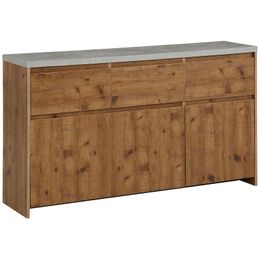 OTTO home Highboard &raquo;Maribo&laquo; Kommode im modernen Landhaus-Stil, mit Betontopplatte, Breite 140 cm beige B/H/T: 140cm x 80cm x 35cm