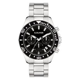 s.Oliver Herren s.Oliver Chronograph &raquo;Solid Chrono&laquo; Quarzuhr, Armbanduhr, Herrenuhr, Edelstahlarmband, analog, Tag silber Einheitsgr&ouml;&szlig;e