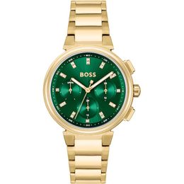 BOSS Damen BOSS Multifunktionsuhr &raquo;ONE&laquo; Quarzuhr, Damenuhr, Armbanduhr, Glaskristalle, Edelstahlarmband gold Einheitsgr&ouml;&szlig;e