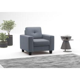 OTTO home Sessel &raquo;Varese&laquo; Kreuznaht in beige blau NaturLEDER , B/H/T: 96cm x 91cm x 90cm