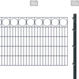 Arvotec Doppelstabmattenzaun &raquo;ESSENTIAL 100 zum Einbetonieren "Ring" mit Zierleiste&laquo; Zaunh&ouml;he 100 cm, Zaunl&auml;nge 2 - 60 m grau Kunststoff, Stahl H/L: 100cm x 