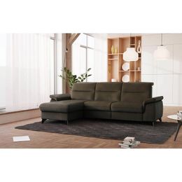 Sit & More sit&more Ecksofa &raquo;Astoria L-Form&laquo; wahlweise mit motorischer Relaxfunktion gr&uuml;n 100% Polyester B/H/T: 260cm x 91cm x 175cm, Luxus-Microfaser in 