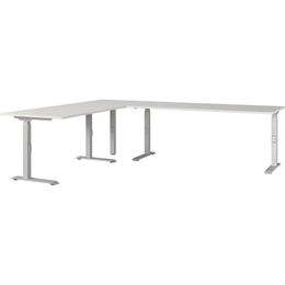 Germania Eckschreibtisch &raquo;GW-Agenda&laquo; h&ouml;henverstellbar, verf&uuml;gbar in verschiedenen Ma&szlig;en silber B/H/T: 260cm x 91cm x 220cm,manuell h&ouml;heneinstellbar