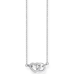 Thomas Sabo Damen Thomas Sabo Kette mit Anh&auml;nger &raquo;TOGETHER Herz Klein&laquo; mit Zirkonia (synth.) bunt 45, Silber 925 (recycelt)