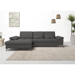OTTO home Ecksofa &raquo;Costello L-Form, B: 301cm, Sitztiefen & Armteilverstellung, Federkern&laquo; 3 Nierenkissen, optional Schlaffunktion & Bettkasten braun 