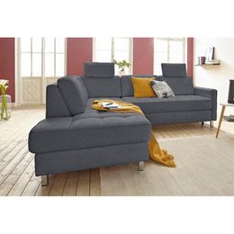 Sit & More sit&more Ecksofa &raquo;Pablo L-Form&laquo; wahlweise mit Schlaffunktion und Bettkasten grau Luxus-Microfaser ALTARA NUBUCK (100% Polyester) / Struktur fein (100%
