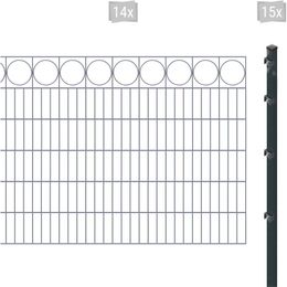 Arvotec Doppelstabmattenzaun &raquo;ESSENTIAL 120 zum Einbetonieren "Ring" mit Zierleiste&laquo; Zaunh&ouml;he 120 cm, Zaunl&auml;nge 2 - 60 m grau Kunststoff, Stahl H/L: 120cm x 