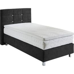 Westfalia Schlafkomfort Boxspringbett mit Kn&ouml;pfen in Kristalloptik, wahlweise mit Topper schwarz Bezug: Microvelours 100% Polyester;Polsterung: 100% Polyester Microvelours 