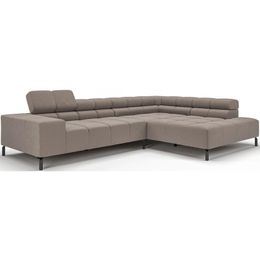 Home Affaire Ecksofa &raquo;Ancona New, wahlweise motorische Sitztiefenverstellung, auch in Cord&laquo; feine Steppung, mit Kopfteilverstellung, 3 Zierkissen, L-