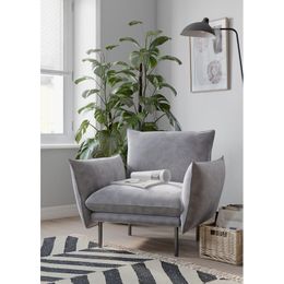 OTTO home Sessel &raquo;Stine Cocktailsessel&laquo; Besonderes Design durch Kissenoptik und Keder grau Struktur (100% Polyester);Struktur weich (85% Polyester/15%