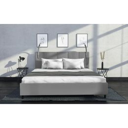 Westfalia Schlafkomfort Polsterbett mit LED-Beleuchtung grau Bezug Bett: Kunstleder 100% Polyurethan;Bonnell-Federkernmatratze: 51% Polypropylen, 39% Polyester, 10% Baumwolle