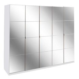 Priess Kleiderschrank &raquo;Malaga&laquo; mit Spiegelfront wei&szlig; Holzwerkstoff B/H/T: 231cm x 193cm x 54cm, T&uuml;ren: 5 Stk.