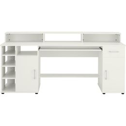 VOGL M&ouml;belfabrik Schreibtisch &raquo;Timra mit Monitoraufsatz, Tastaturauszug & Towerfach,&laquo; Breite 154 oder 178 cm, Made in Germany wei&szlig; B/H/T: 178cm x 88cm