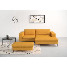 DOMO collection Ecksofa &raquo;Modica kompakt und elegant, Breite 244, L-Form&laquo; Auch in Cord, Fu&szlig;h&ouml;he passend f&uuml;r g&auml;ngige Saugroboter! gelb B/H/T: 244cm x 