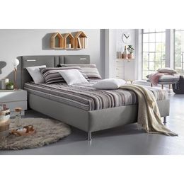 Westfalia Schlafkomfort Polsterbett &raquo;Elba&laquo; wahlweise mit LED-Beleuchtung grau Bezug Bett: Microfaser (100% Polyester) oder Strukturstoff (77% Polyester, 23% Viskose);Bonnell-
