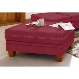 OTTO home Hocker &raquo;Husum&laquo; mit Kontrastnaht rot Luxus-Microfaser mit Druck (100% Polyester);Luxus-Microfaser in Lederoptik (100% Polyester);Luxus-