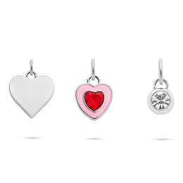 Tamaris Anh&auml;nger Set &raquo;Schmuck Geschenk 3er Anh&auml;nger Bundle, Herzen&laquo; Set, 3 tlg. tlg. mit Glasstein und Emaille Edelstahl, 4,9 g