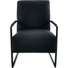 K+w Komfort & Wohnen K+W Komfort & Wohnen Cocktailsessel mit bezogenen Armlehnen, Gestell in Metall schwarz Struktur schwarz Leder Longlife BRONCO, B/H/T: 62cm x 77cm x 
