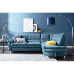 Sit & More sit&more Ecksofa &raquo;Cardoso L-Form&laquo; mit Federkern, wahlweise mit Schlaffunktion und Schubkasten blau Luxus-Microfaser (90% Polyester, 10% Polyamid);