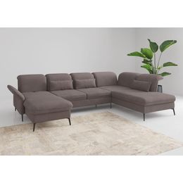 Sit & More sit&more Wohnlandschaft &raquo;Emely, inkl. Sitztiefenverstellung&laquo; wahlweise mit Schlaffunktion,Bettkasten,Kopf- & Armteilverstellung grau 90% Polyester, 10
