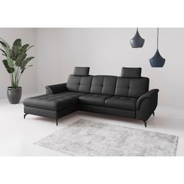 Sit & More sit&more Ecksofa &raquo;Zora&laquo; B/H/T: 262cm x 92cm x 164cm, NaturLEDER , Recamiere links,mit Bett,ohne Bettkasten,R&uuml;cken Spannstoff