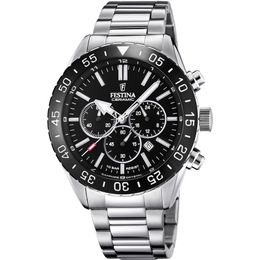 Festina Herren Chronograph &raquo;Keramik Kollektion&laquo; Armbanduhr, Quarzuhr, Herrenuhr, Stoppfunktion, Edelstahlarmband silber Einheitsgr&ouml;&szlig;e