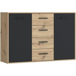 FORTE Sideboard &raquo;Sideboard, verschiedene Dekore, Schubk&auml;sten&laquo; B/H/T 122,6/81,7/34,2 cm, Stauraum braun Spanplatte B/H/T: 122,6cm x 81,7cm x 34,2cm, 4 