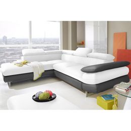 COTTA Ecksofa &raquo;Solution L-Form&laquo; mit Arm- & Kopfteilverstellung, wahlweise mit Schlaffunktion grau B/H/T: 262cm x 73cm x 228cm, Kunstleder SOFTLUX , 