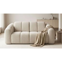 DOMO collection Schlafsofa &raquo;Lymra, 192 cm breit, organische Form mit vertikalen Absteppungen&laquo; Mit Schlaffunktion beige 100% Polyester B/H/T: 192cm x 