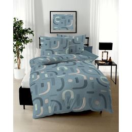 Kaeppel Bettw&auml;sche &raquo;Elements&laquo; 2 Stk. blau Mako-Satin, Obermaterial: 100% Baumwolle B/L: 155cm x 220cm, 1 Stk., 1 Stk., Mako-Satin, B/L: 80cm x 80cm, 2 Stk.