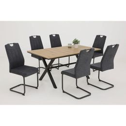 Hela Freischwinger &raquo;CHRISTINA&laquo; (Set) 4 Stk.1, 2 oder 4 St&uuml;ck, Schwingstuhl grau 100% Polyester B/H/T: 44cm x 98cm x 61cm, 4 Stk., Webstoff