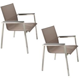Destiny Gartensessel &raquo;ALTOS II&laquo; Set, 2 Stk. tlg. Edelstahl, Textilene, Polywood, stapelbar beige Obermaterial: 100% Polyester. F&uuml;llung: 100% Polyurethan B/H/T