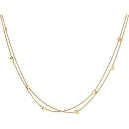 Firetti Damen Kette ohne Anh&auml;nger &raquo;Schmuck Geschenk Edelstahl Layer doppelreihig mit w&uuml;rfelf&ouml;rmigen Cube&laquo; gold Edelstahl, L: 45