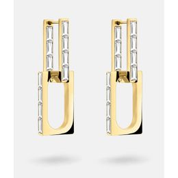 Liebeskind Berlin Damen Paar Creolen &raquo;Schmuck Edelstahl Ohrringe The Festive Mini Link Sparkle&laquo; mit Zirkonia (synth.) - Einh&auml;nger abnehmbar gold 14mm,