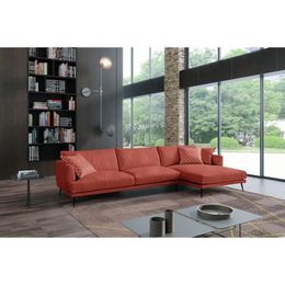 Egoitaliano Ecksofa &raquo;Sophia, Designsofa mit extrakomfortablem Sitzkomfort, Breite 274cm&laquo; mit Daunenfederung, L-Form rot Luxus-Micofaser Lederoptik (100% Polyester