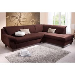 Home Affaire Ecksofa &raquo;Yesterday zeitlos und elegant, bequeme Armlehnen, L-Form&laquo; wahlweise mit Bettfunktion, auch in Cord braun Struktur (100% 