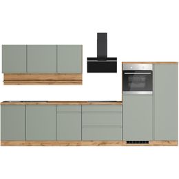 KOCHSTATION K&uuml;chenzeile &raquo;KS-Virginia,neu in verbesserter Ausf&uuml;hrung&laquo; Arbeitsplatte 38 mm stark, Stauraum, Softclose, Breite 350 cm, Soft-Close, ohne E
