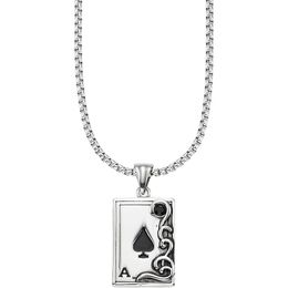 Bruno Banani Herren Kette mit Anh&auml;nger &raquo;Schmuck&laquo; mit Glasstein schwarz Edelstahl, L: 55 B: 2,8mm