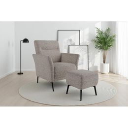 Sit & More sit&more Sessel &raquo;Talvi&laquo; 2 Stk. tlg. 2-teiliges Set- Sessel mit Hocker beige 100% POLYESTER Chenille, Sesselmit Hocker, B/H/T: 76cm x 95cm x 83cm