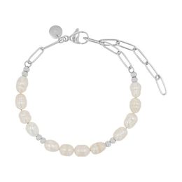Tom Tailor Damen Tom Tailor Armband mit S&uuml;&szlig;wasserzuchtperle wei&szlig; 20cm, Edelstahl Perlen