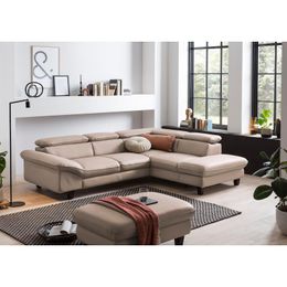 OTTO home Ecksofa &raquo;Pilot L-Form&laquo; mit Kopfteilverstellung, wahlweise mit Schlaffunktion & Bettkasten beige 100% Polyester; Feinstruktur 75000 