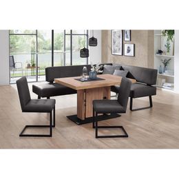 K+w Komfort & Wohnen K+W Komfort & Wohnen Essgruppe &raquo;Spider II&laquo; 4 Stk. tlg. langer Schenkel wahweise in 2 Breiten, 2 Freischwinger, 1 Tisch braun B/H/T: 88cm x 50cm, Leder