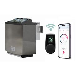 Karibu Bio-Saunaofen &raquo;9 kW SET mit WiFi-Steuerung&laquo; mit WLAN-f&auml;higem Steuerger&auml;t silber Edelstahl Einheitsgr&ouml;&szlig;e